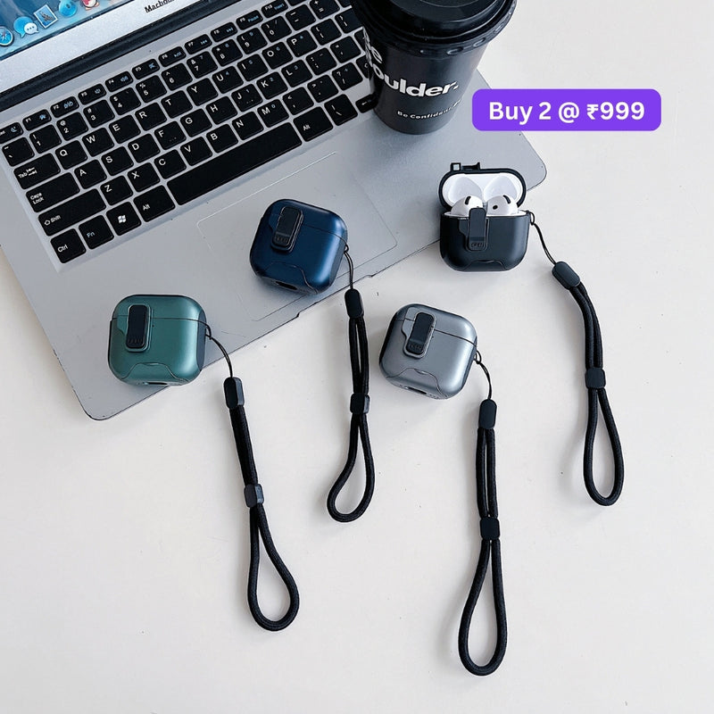 Upgraded 3D One-Piece Airpod Case with Locking Clip and Keychain Hook